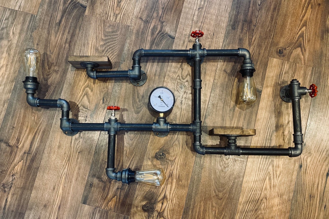 Steam Punk Wall Art Lighting Steampunk Farmhouse Decor Pipe - Etsy