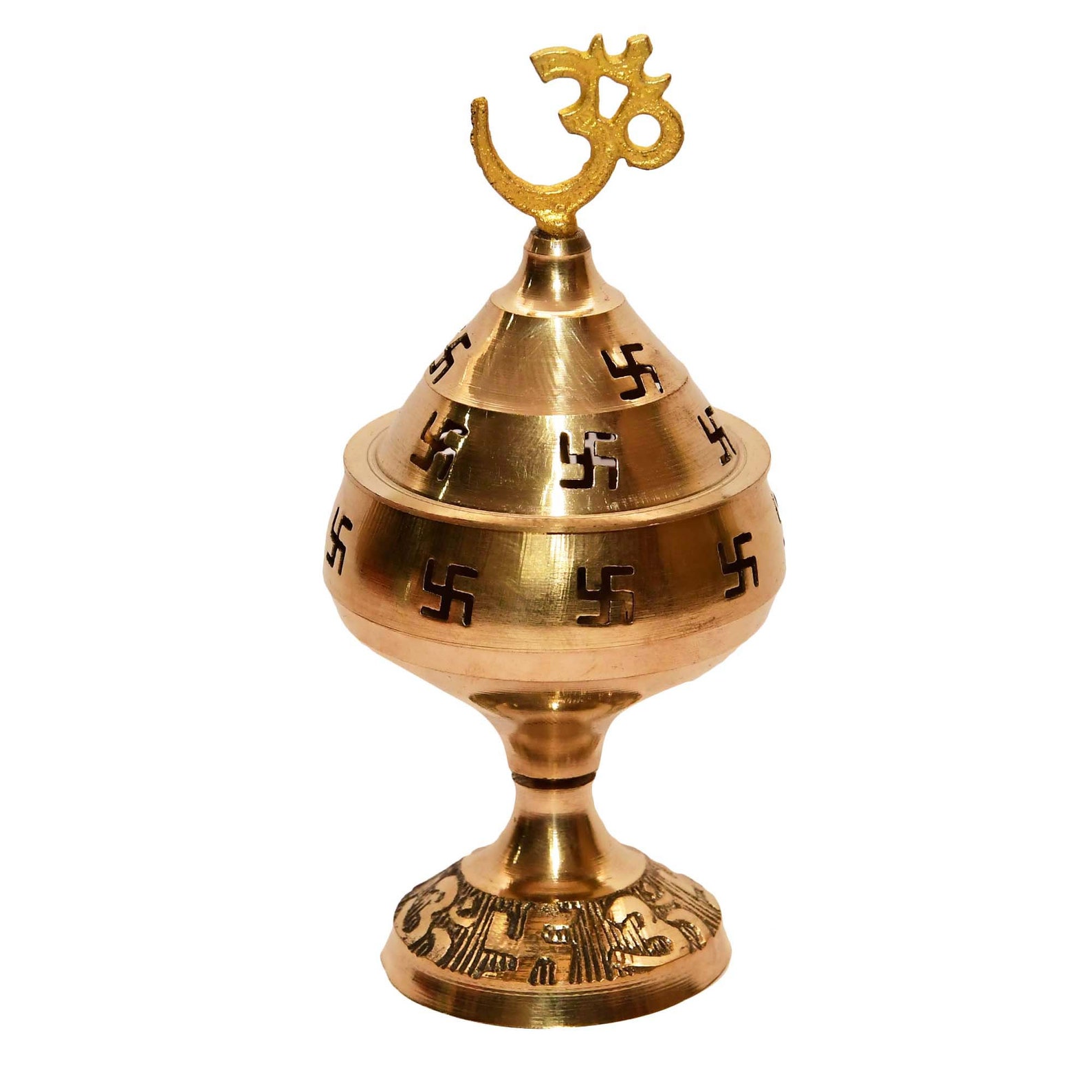 Brass Jali Akhand Jyoti Deep With Cover and Om Diya/oil Lamp Handmade ...