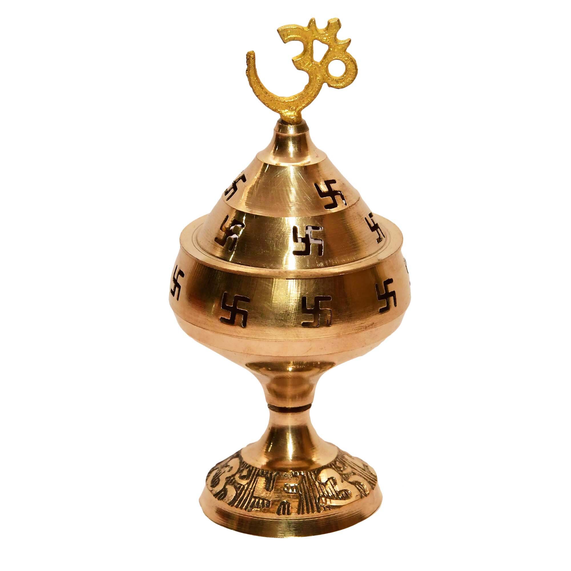 Brass Jali Akhand Jyoti Deep With Cover and Om Diya/oil Lamp Handmade ...