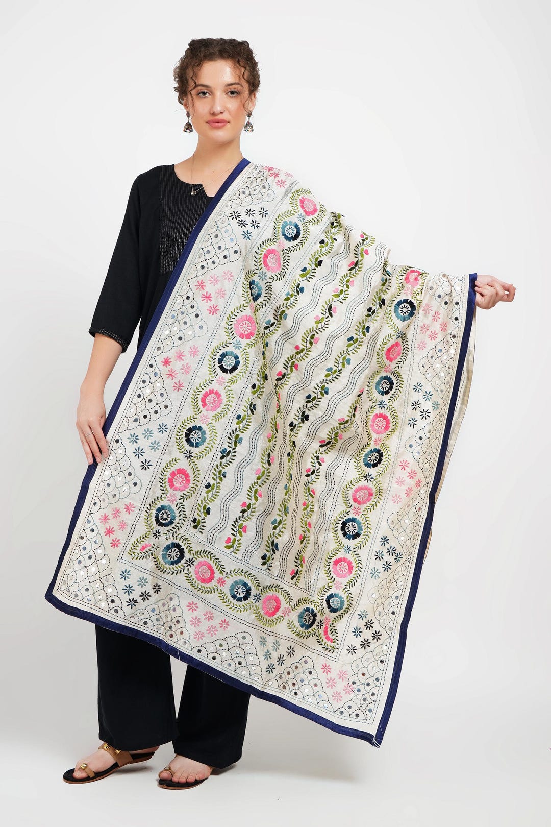 Way2like Dupatta Kantha Assam Silk Hijab Lightweight Scarf Stole Shawl ...