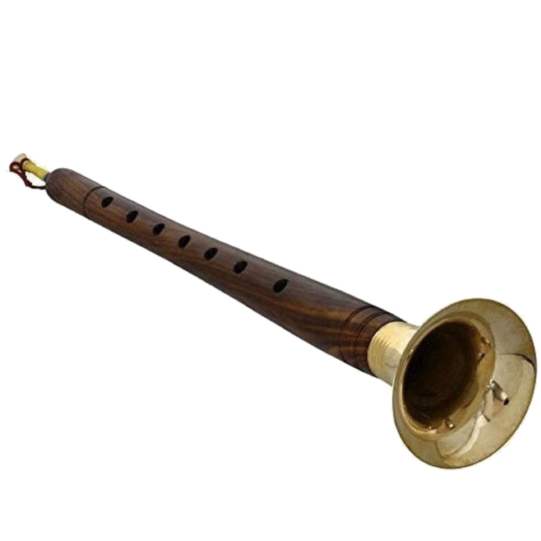 Handmade Shehnai Wood & Brass Indian Classical Wind Musical Instrument ...