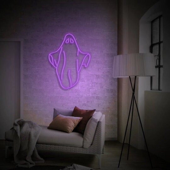 Ghost LED Neon Sign Light Room Interior Design Neon Sign Wall Art Wall ...