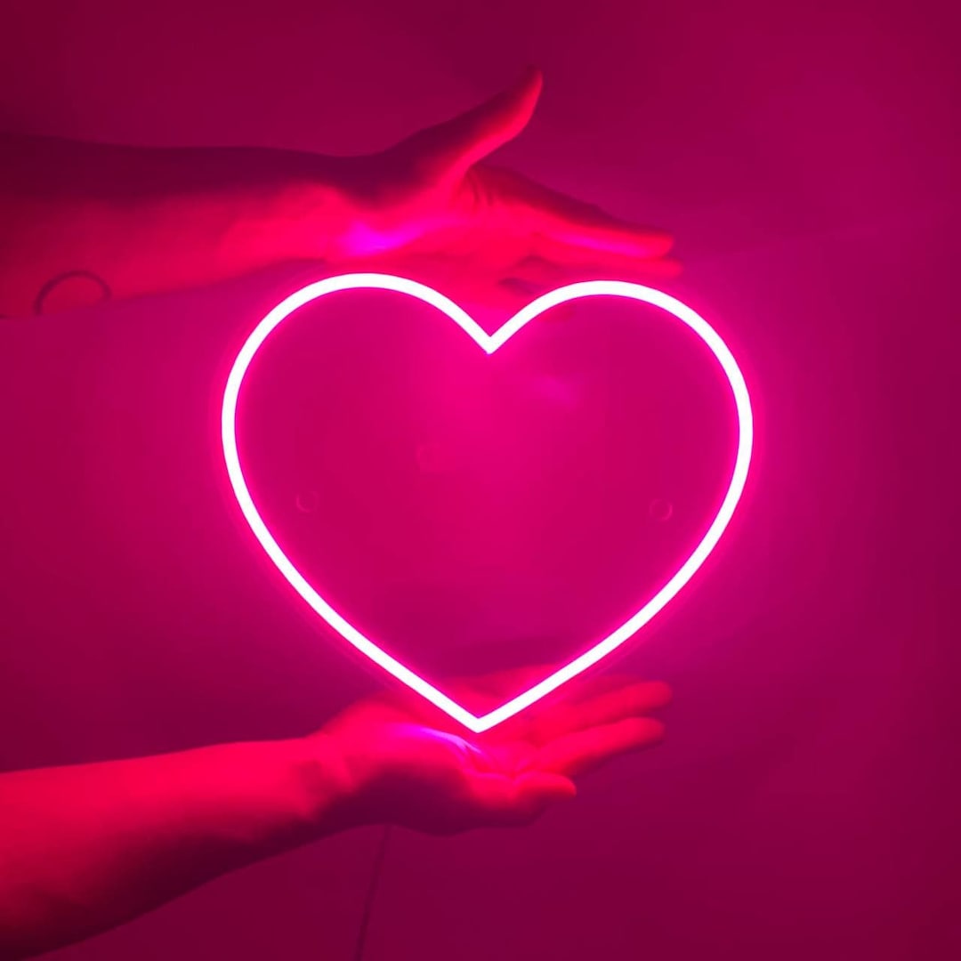 Heart LED Neon Sign - Light Room Interior Design Neon Sign Wall Art ...