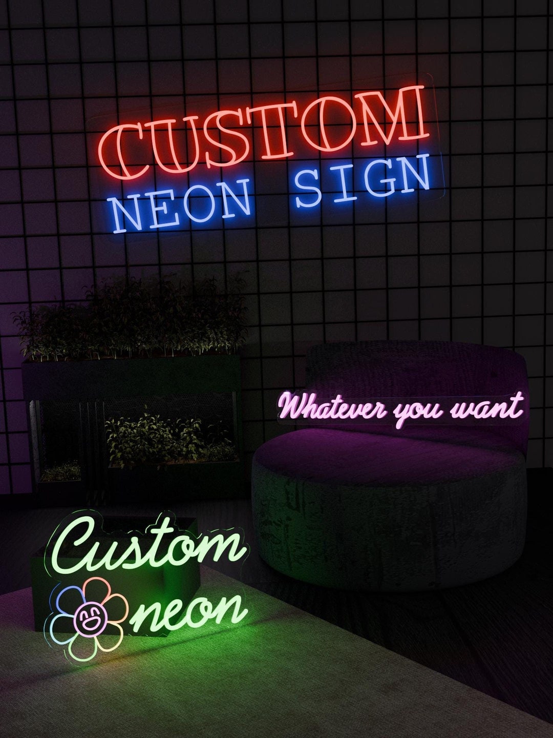 Custom Neon Sign LED Neon Sign - Discord Interior Design Neon Sign Wall ...