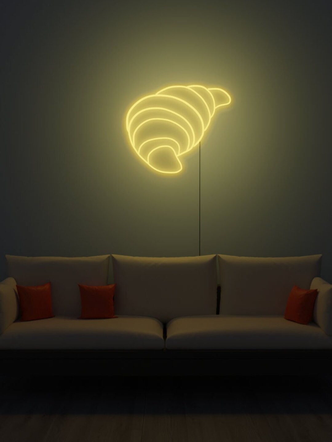 Croissant Neon Sign Croissant Wall Art, Custom Neon Sign, Party Sign ...