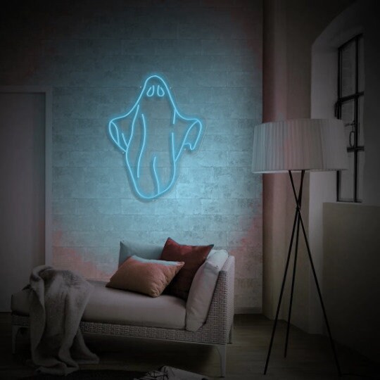 Ghost LED Neon Sign Light Room Interior Design Neon Sign Wall Art Wall ...