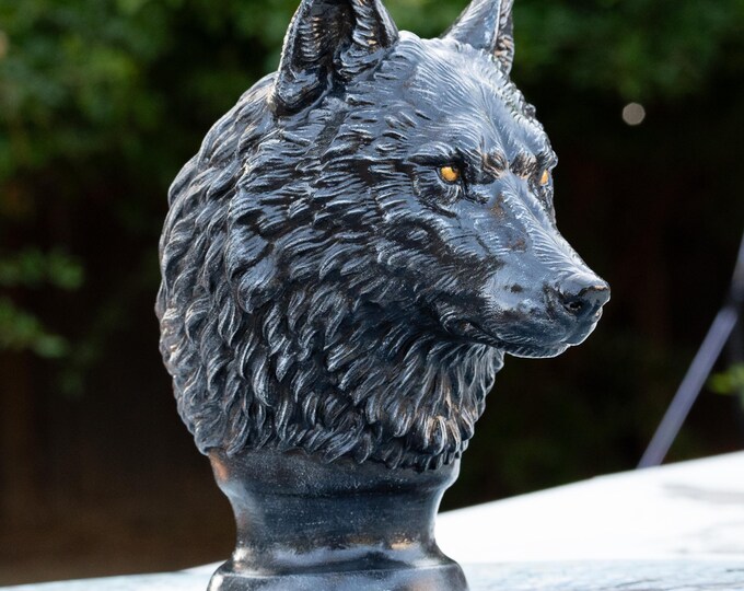 Wolf Statue Outdoor Garden Display Gift Animal Sculpture Handmade Shelf ...