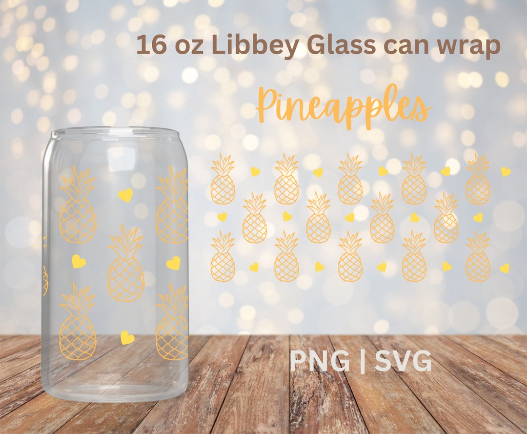 Pineapple 16 Oz Glass Can Cutfile, SVG PNG, Pineapple Cup Wrap, Fruit Cup Wrap, Glass Can Wrap ...
