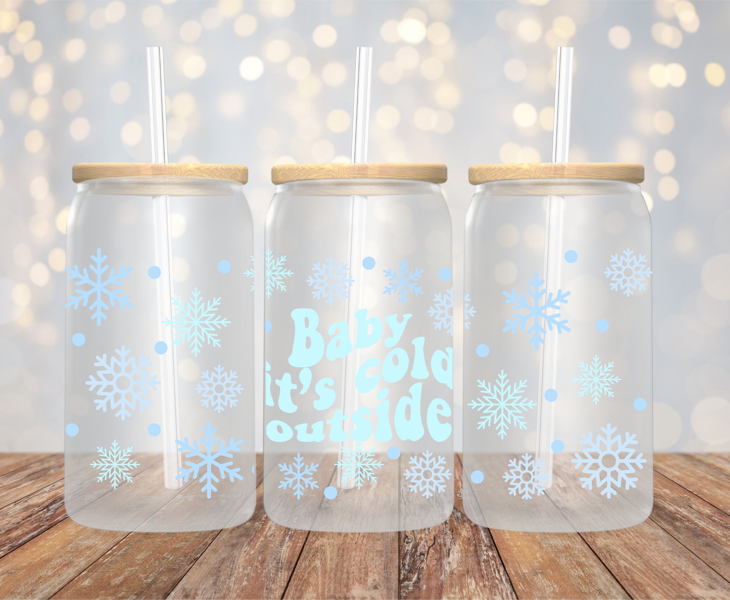 Winter 16 Oz Glass Can Cutfile, SVG PNG, Christmas Cup Wrap, Cup Wrap ...