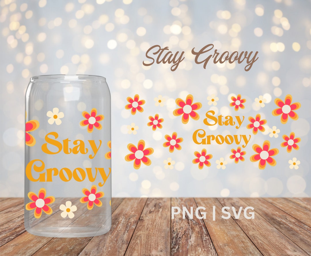 Retro 16 Oz Glass Can Cutfile, SVG PNG, Retro Cup Wrap, Cup Wrap, Glass ...
