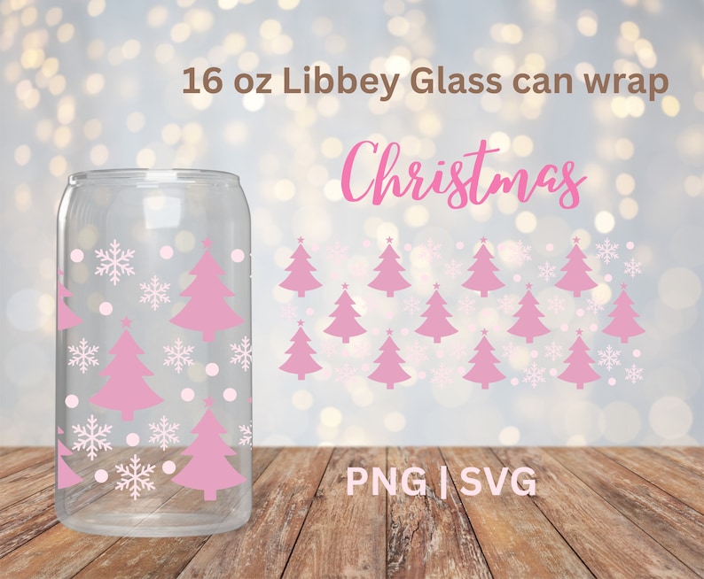 Christmas 16 Oz Glass Can Cutfile, SVG PNG, Christmas Cup Wrap, Cup ...