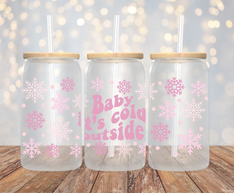 Winter 16 Oz Glass Can Cutfile, SVG PNG, Christmas Cup Wrap, Cup Wrap ...