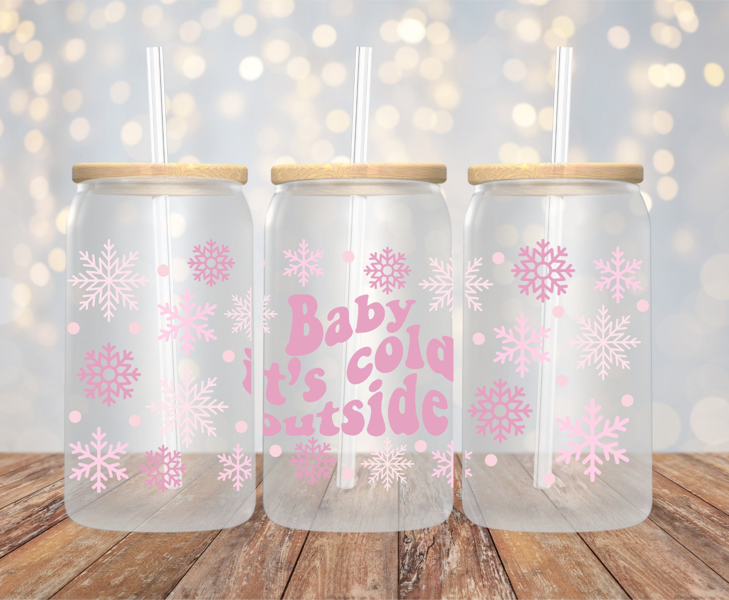 Winter 16 Oz Glass Can Cutfile, SVG PNG, Christmas Cup Wrap, Cup Wrap ...
