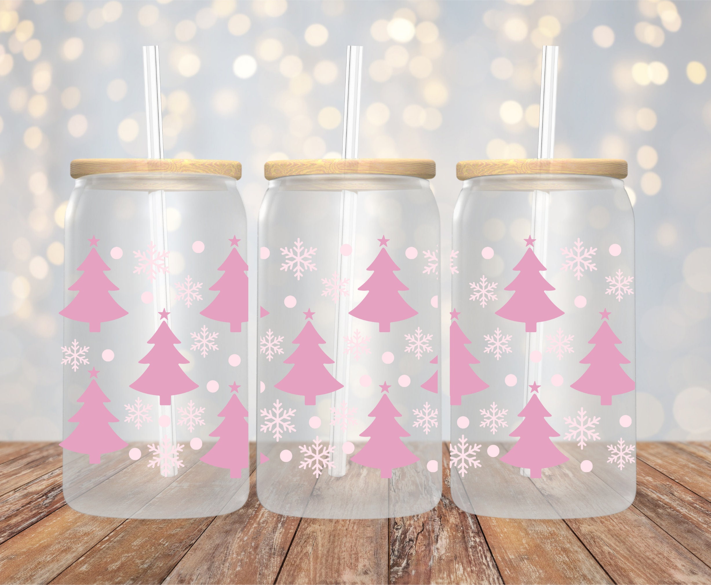 Christmas 16 Oz Glass Can Cutfile, SVG PNG, Christmas Cup Wrap, Cup ...