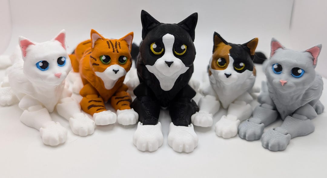 Cat - 3D Printed, Articulated, Multi-colored Fidget Toy - Etsy