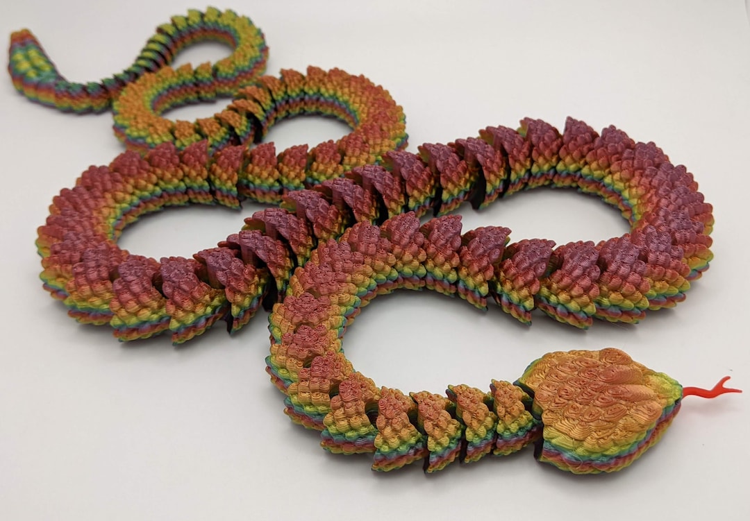 Lifelike Articulated Rattlesnake - 2+ Ft Long, 3D Printed, 100 ...