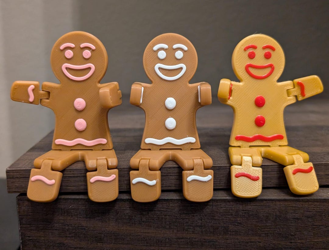 Gingerbread Man 6 Pack 3D Printed, Articulated Stocking Stuffer - Etsy