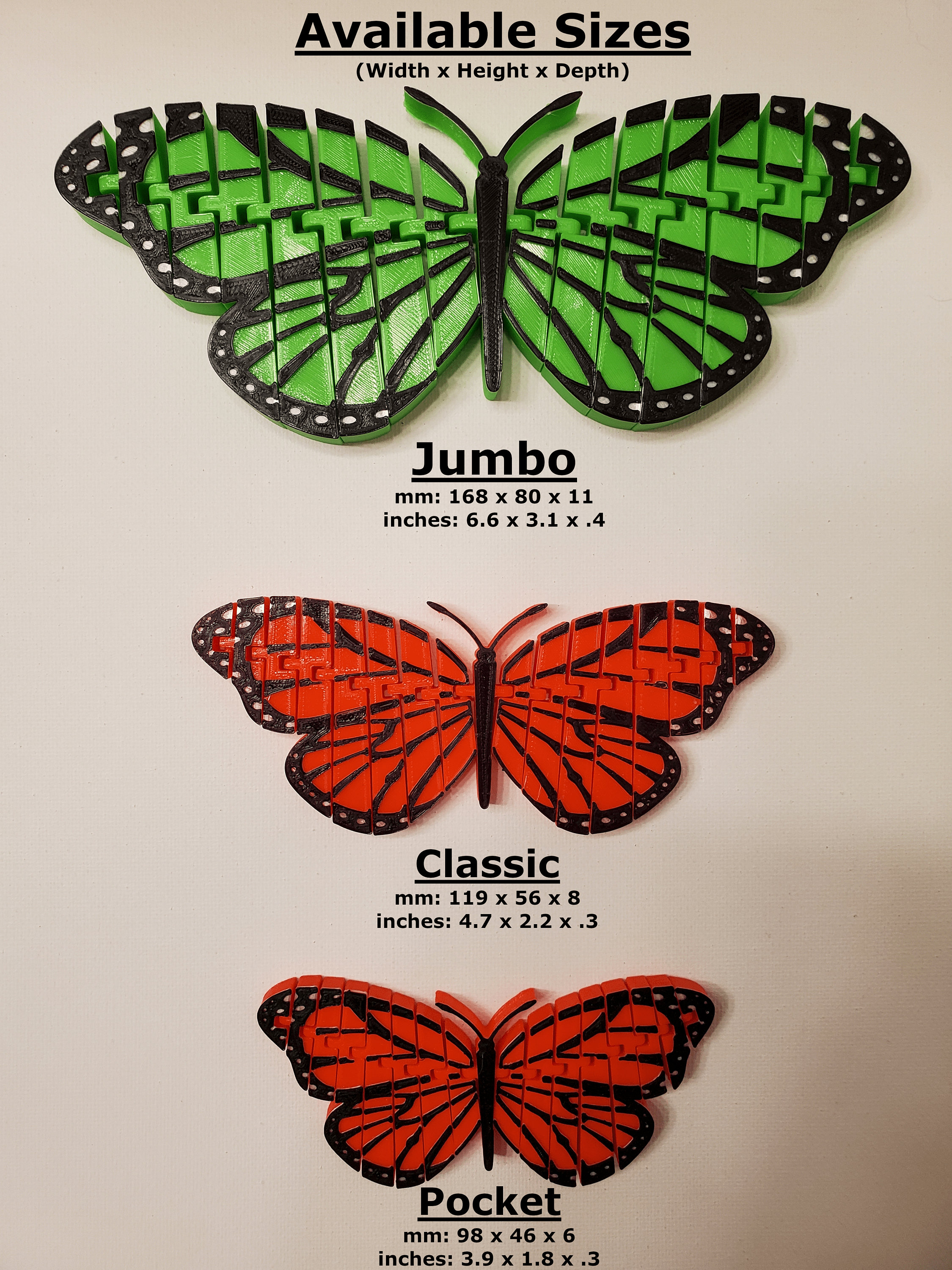 Multi-color Butterfly - Articulated, 3d-printed Model With Customizable ...