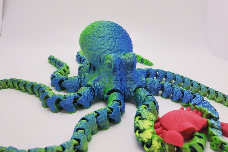 Lifelike Articulated Octopus 3D Printed With Customizable - Etsy