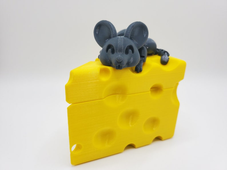 3D Printed Articulated Mouse in Cheese Box - Etsy