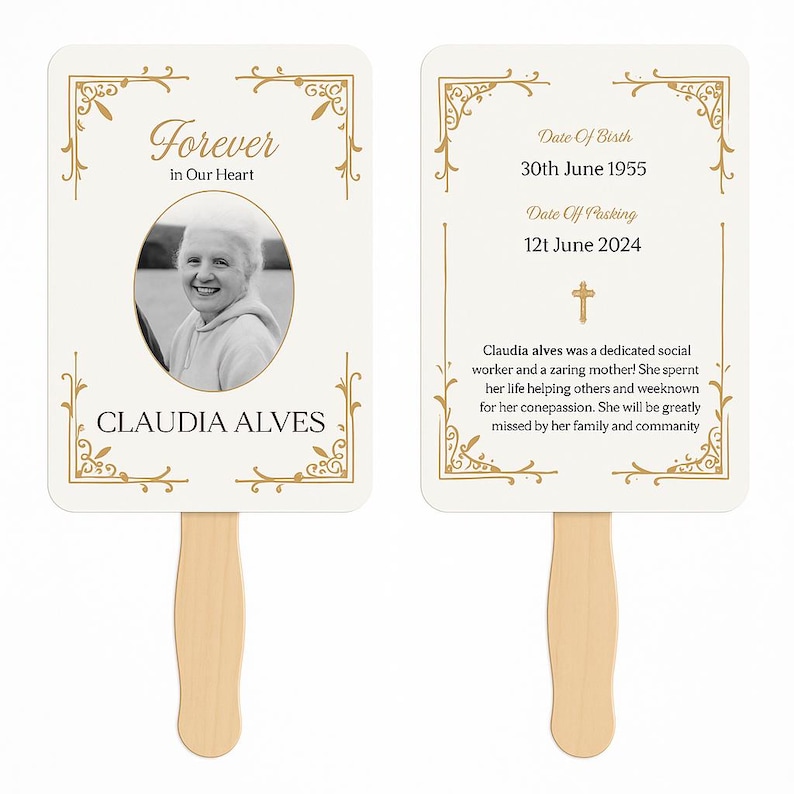 Custom Funeral Fans With Black & White Photo – Personalized Memorial ...