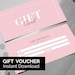 Pink Printable Gift Voucher / Downloadable Custom Gift Certificate ...
