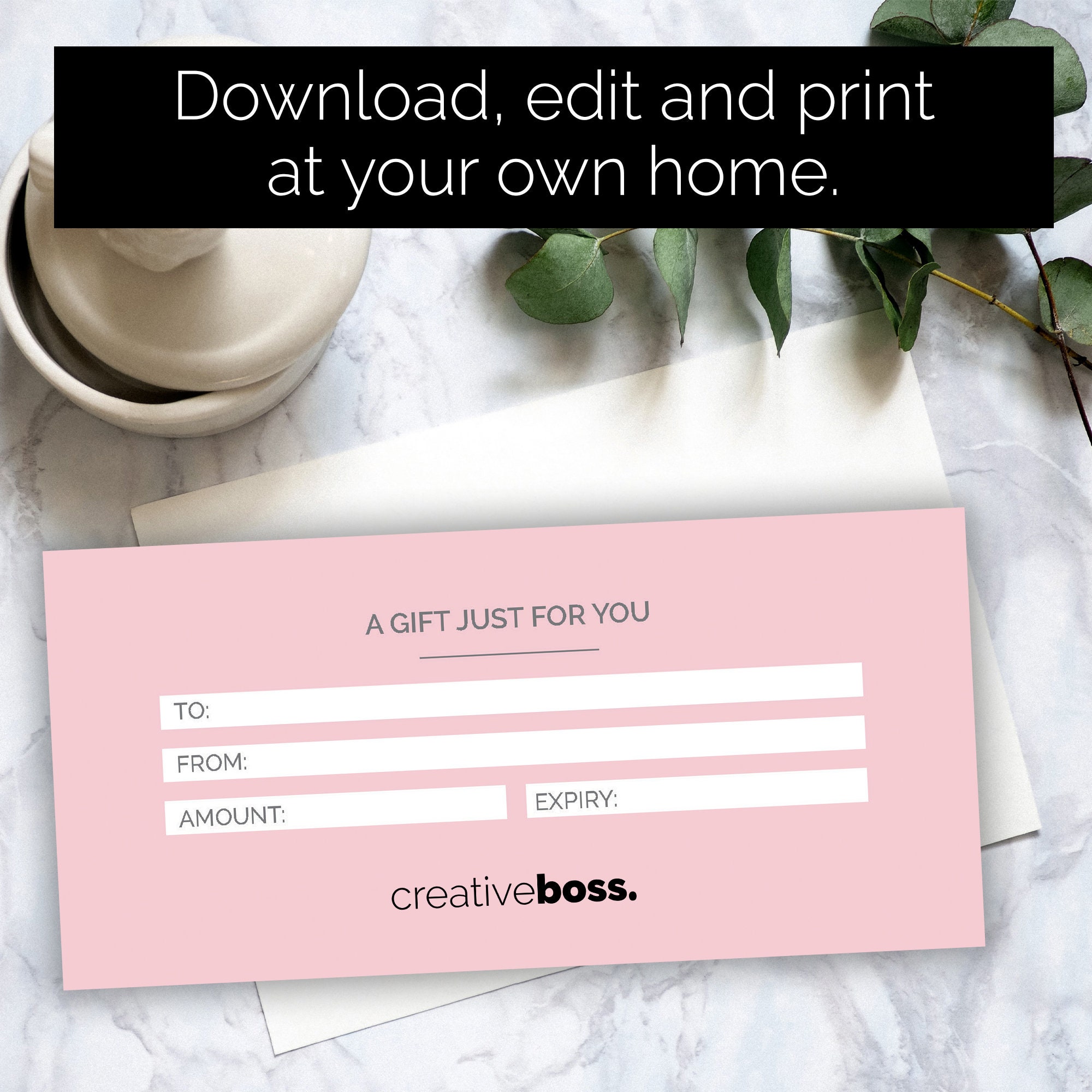 Pink Printable Gift Voucher / Downloadable Custom Gift Certificate ...