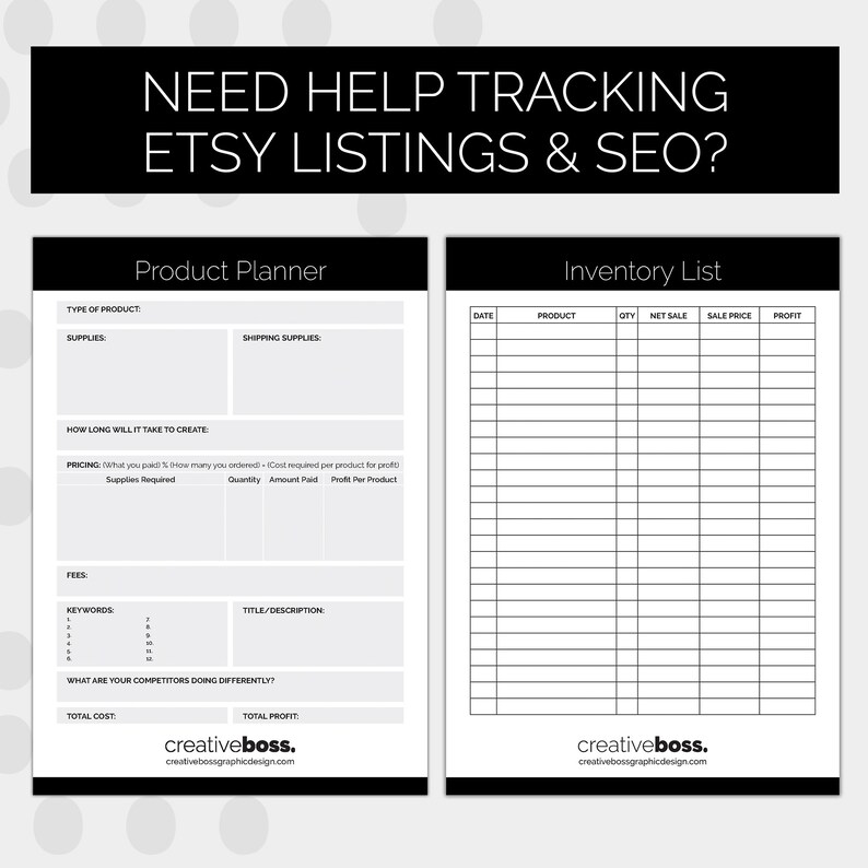 Printable Product Planner & Inventory List for Your Etsy SEO, Inventory ...