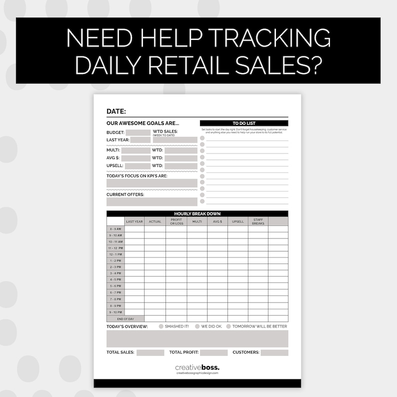 Retail Daily Sales Planner: Printable Business Tracker (A4 PDF) - Etsy
