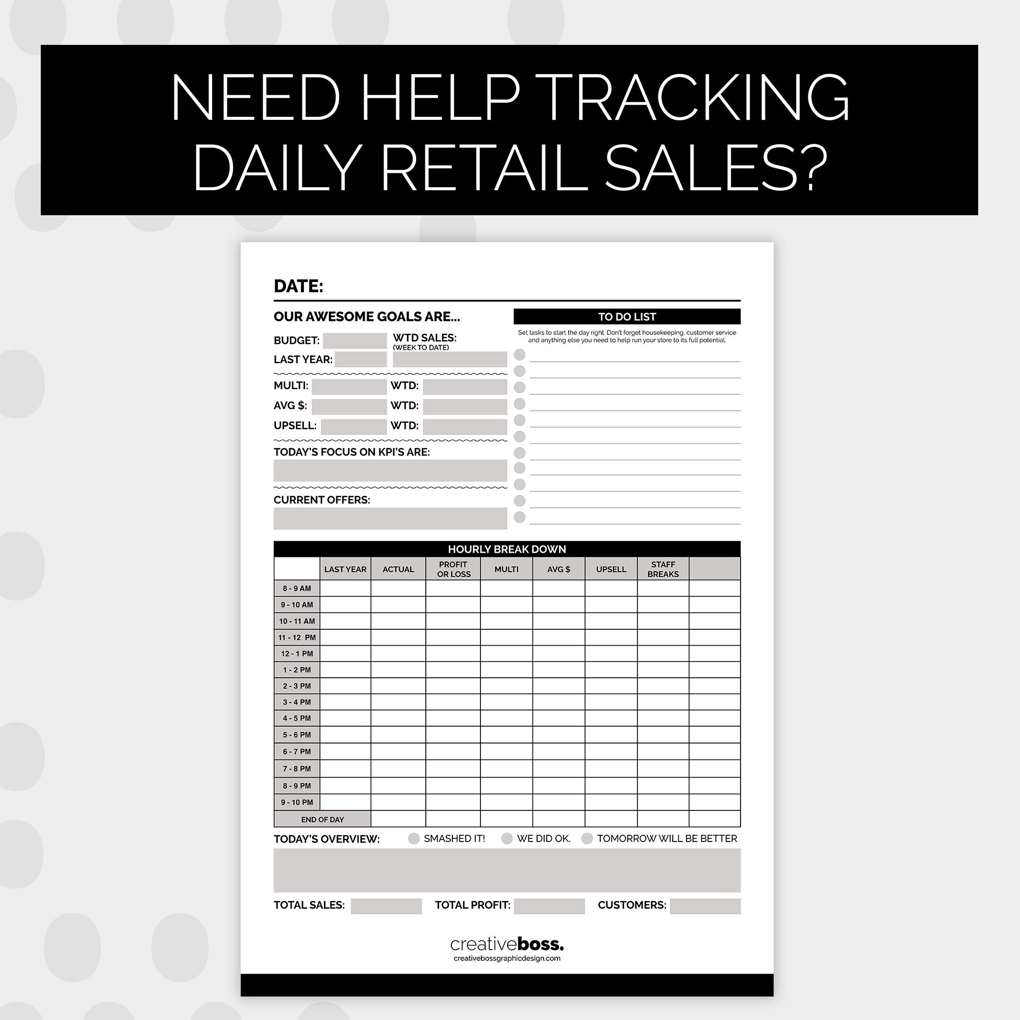 Downloadable Business Daily Sales Planner / Retail Organiser / | Etsy