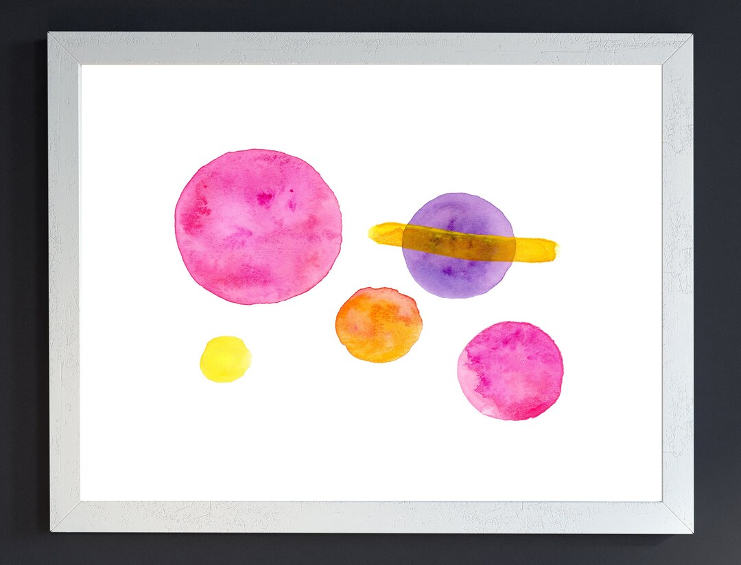 Spheres, Watercolor Sphere, Nursery Space Print, Art Print - Etsy