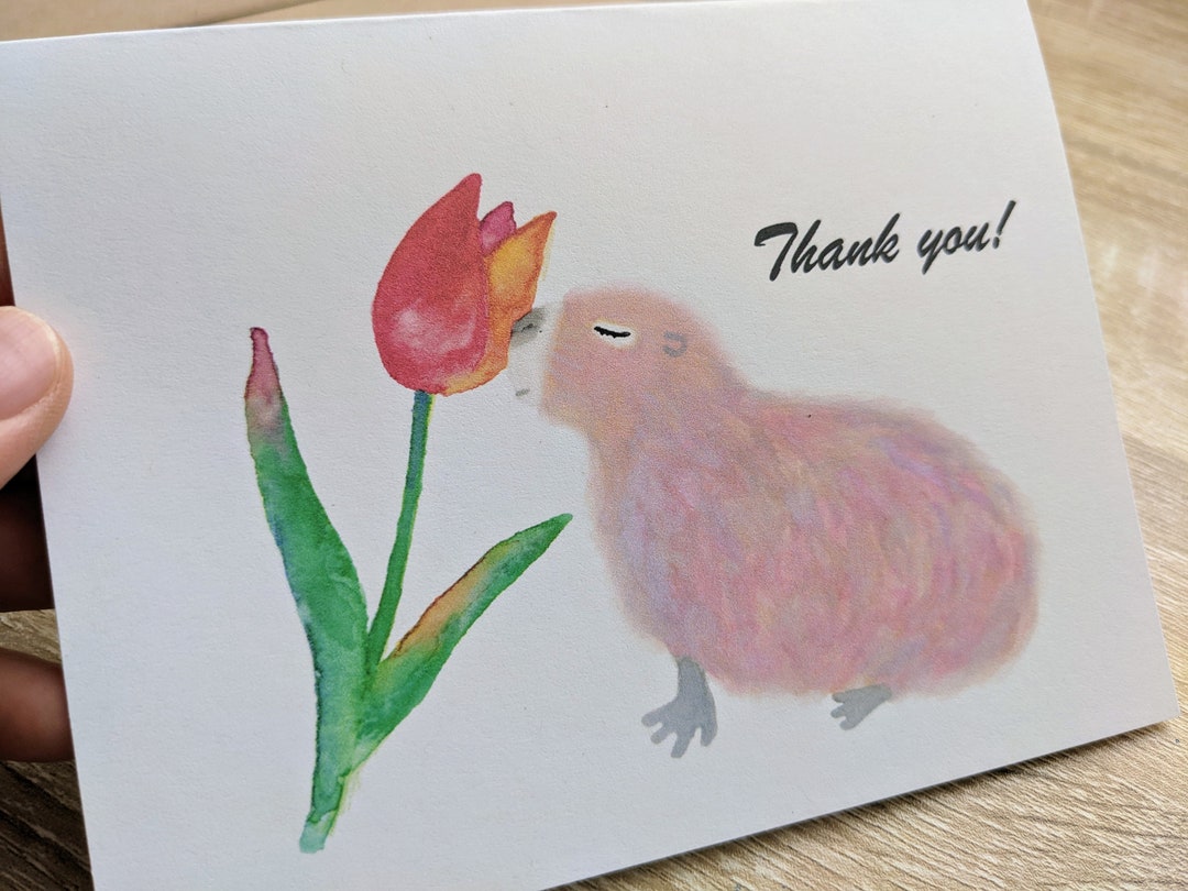 Thank You Card, Capybara, Tulip, 100% Post-consumer Recycled Paper - Etsy