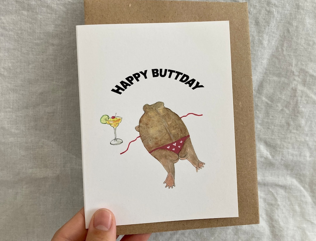 HAPPY BUTTDAY, Rain Frog, Birthday Card, 100% Recycled Paper - Etsy