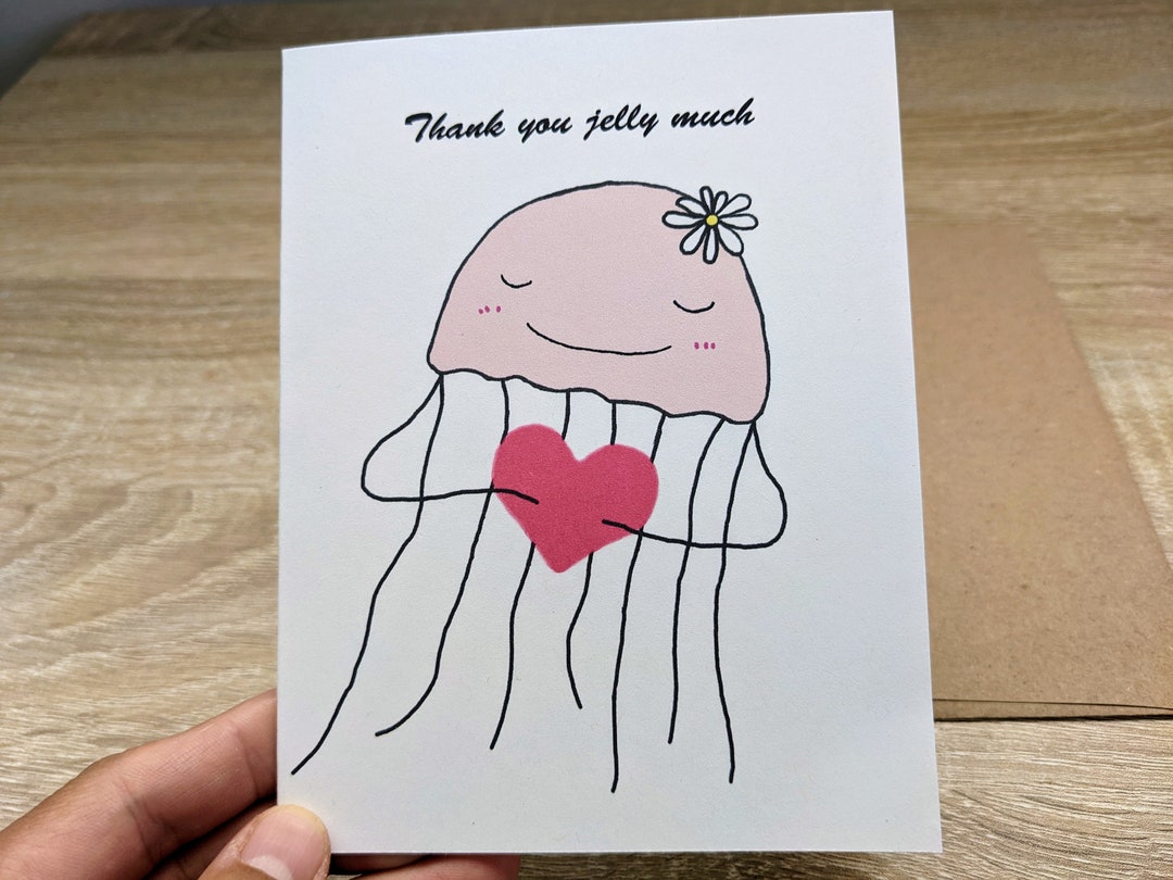 Thank You Jelly Much, Thank You Card, Pink Jellyfish, 100% Recycled ...