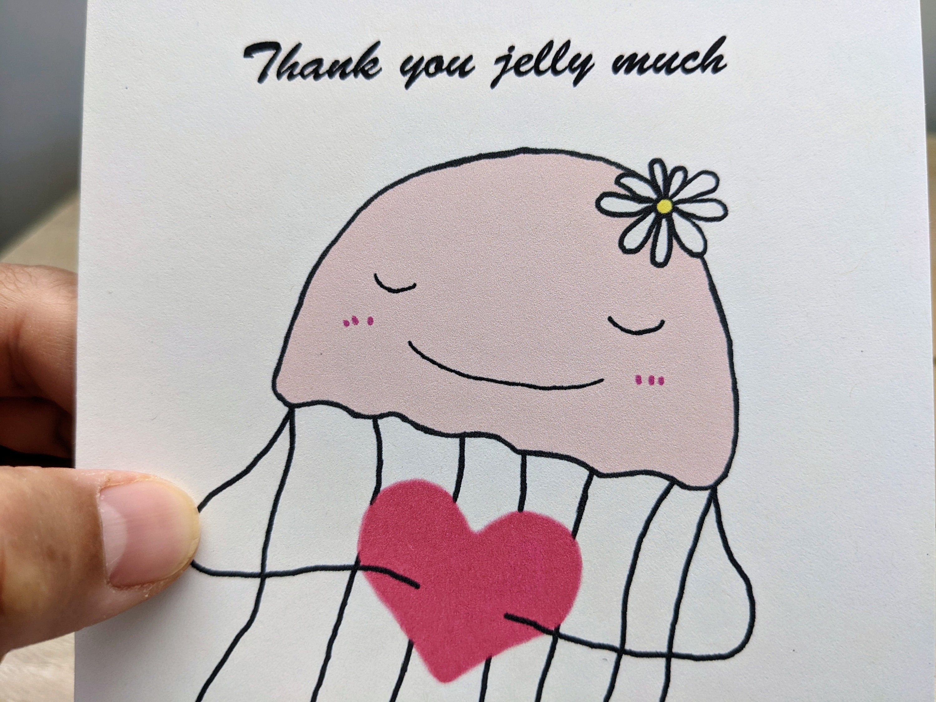 Thank You Jelly Much, Thank You Card, Pink Jellyfish, 100% Recycled ...