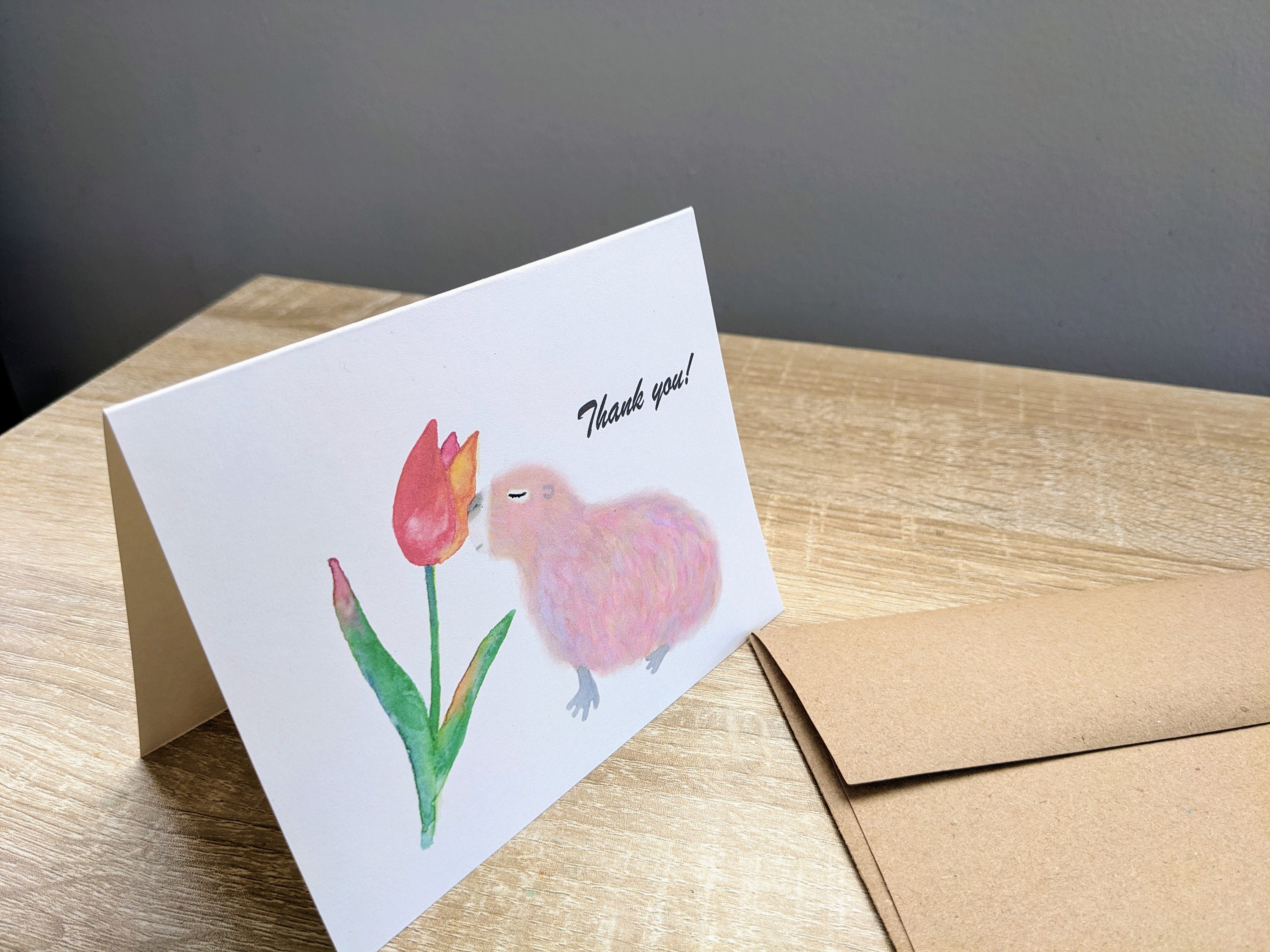Thank You Card, Capybara, Tulip, 100% Post-consumer Recycled Paper - Etsy