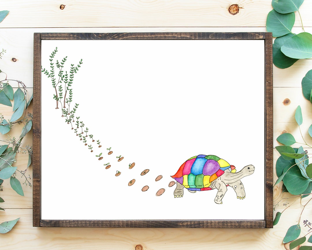 Blooming and Growing, Turtle Footprint Art, Watercolor Turtle, Art ...