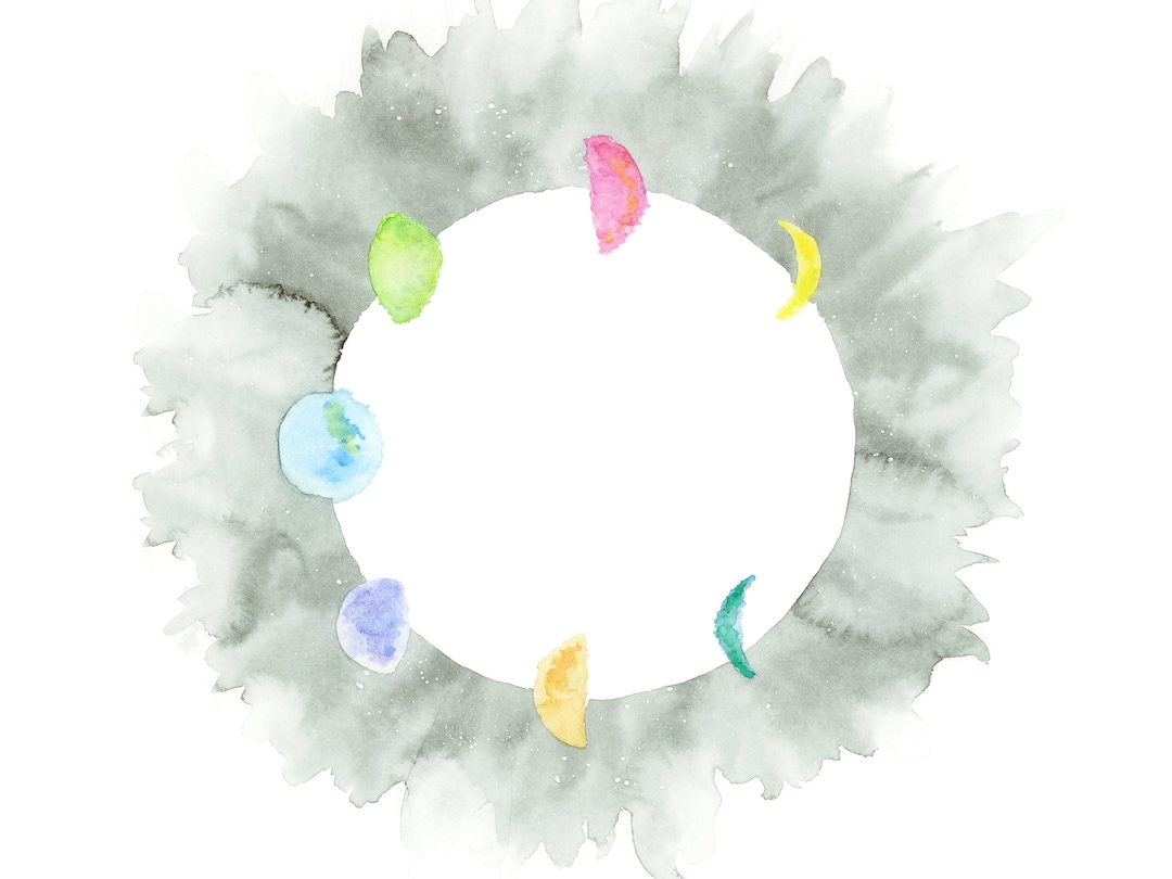 Moon Phases Painting Watercolor Moon Phases Art Print - Etsy