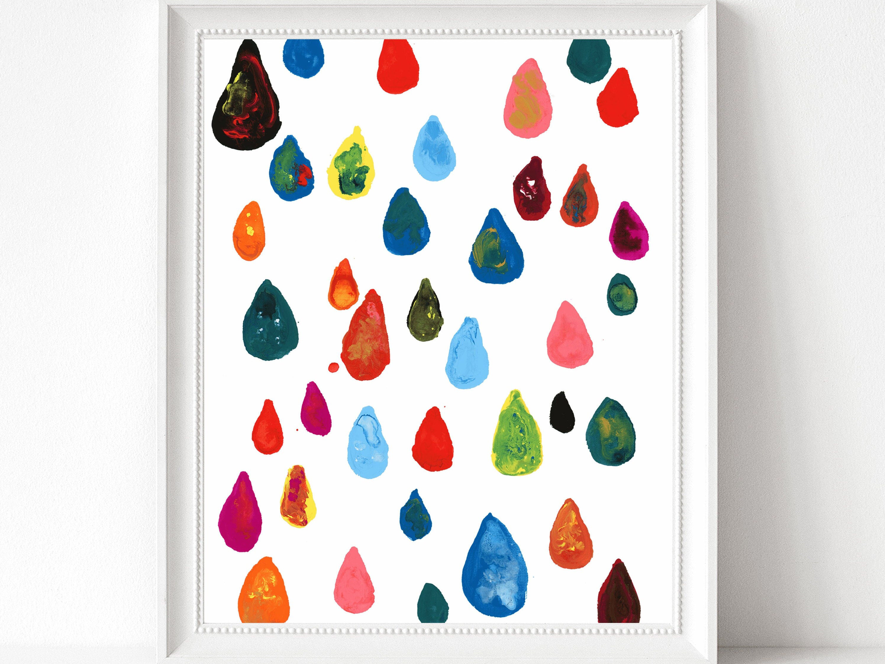 Colorful Water Drops Print, Drops Print, Acrylic Painting, Art Print - Etsy