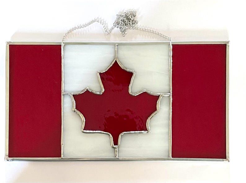 Stained Glass Canada Flag, Canadian Maple Leaf, Patriotic Suncatcher - Etsy