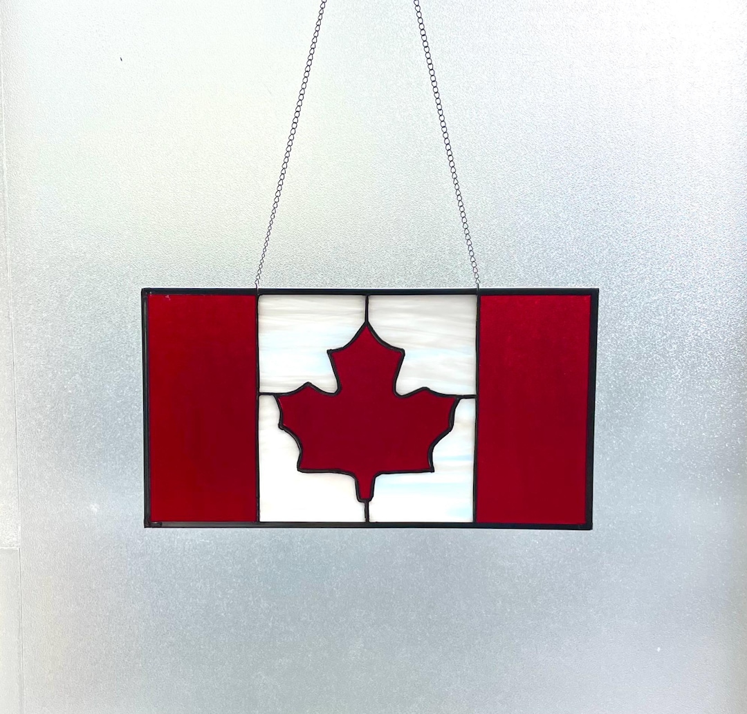 Stained Glass Canada Flag, Canadian Maple Leaf, Patriotic Suncatcher - Etsy