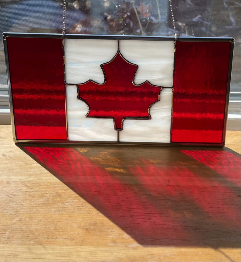 Stained Glass Canada Flag, Canadian Maple Leaf, Patriotic Suncatcher - Etsy