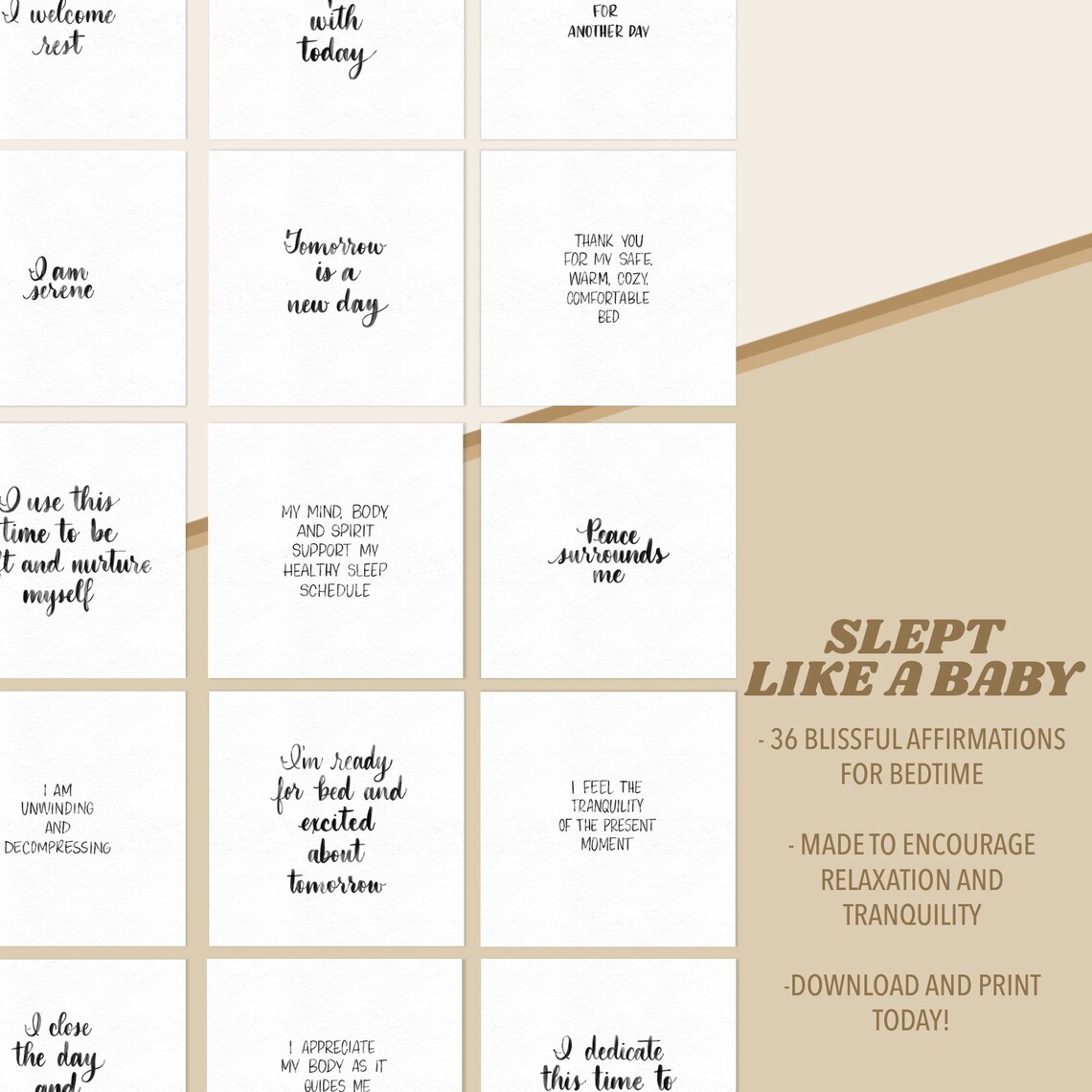 Bedtime Affirmation Cards for Adults, Night Time Mantra Cards for ...