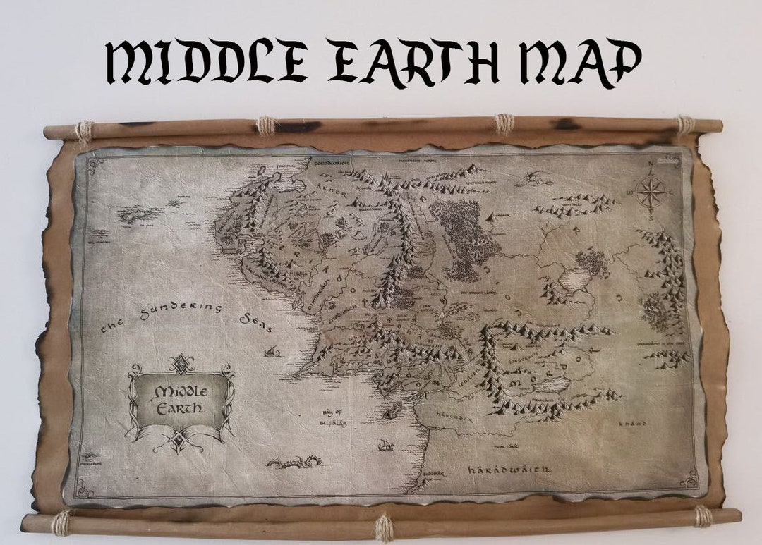 Map of Middle Earth - the Hobbit Map - Brown Map of Middle Earth ...