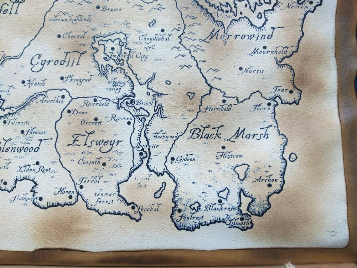 Handmade Scrolls, Map of Tamriel, Handmade Map of Elder Scrolls - Etsy