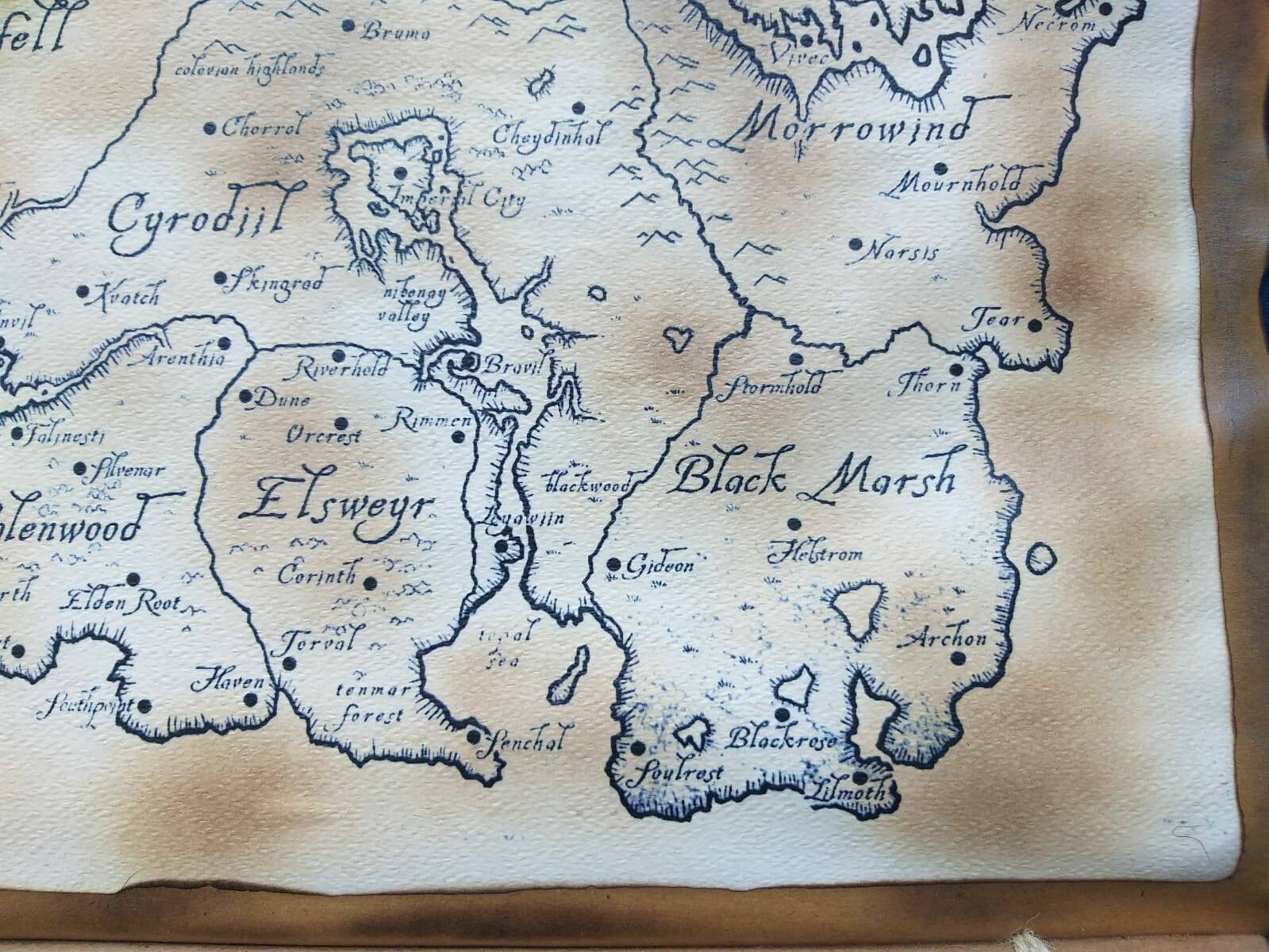 Handmade Scrolls Map of Tamriel Handmade Map of Elder - Etsy
