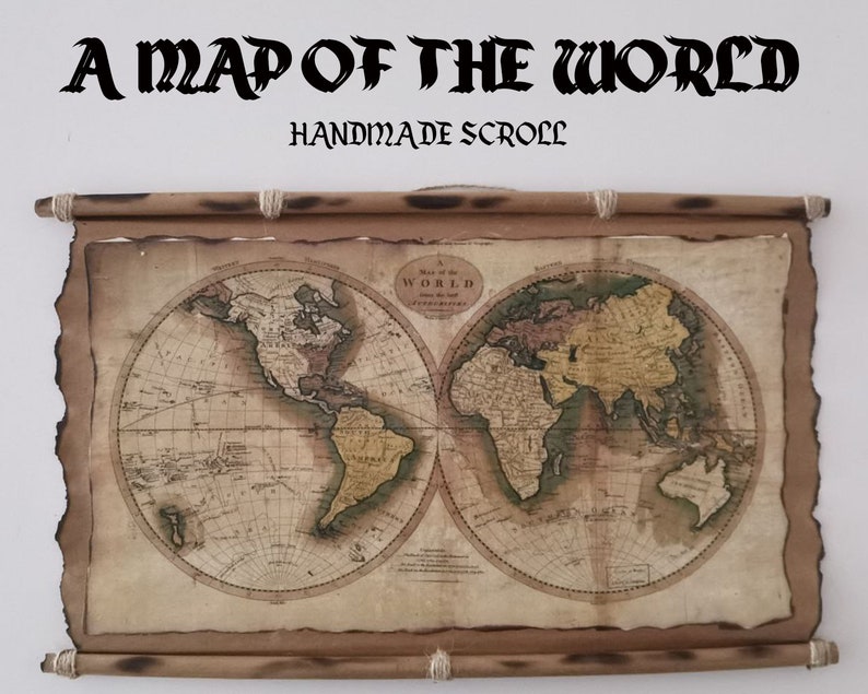 Old World Map, Historical World Map Scroll, Handmade Scroll, Gift for ...