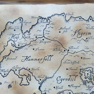 Handmade Scrolls, Map of Tamriel, Handmade Map of Elder Scrolls - Etsy