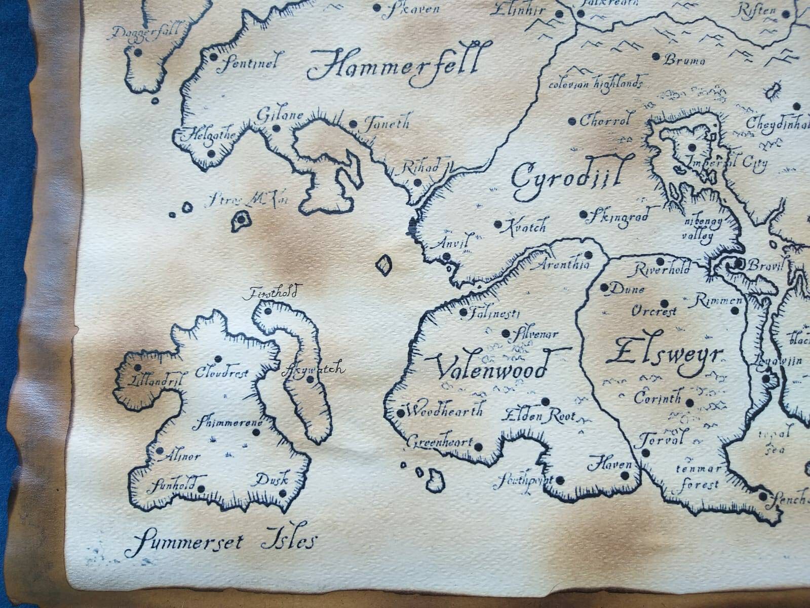 Handmade Scrolls Map of Tamriel Handmade Map of Elder - Etsy