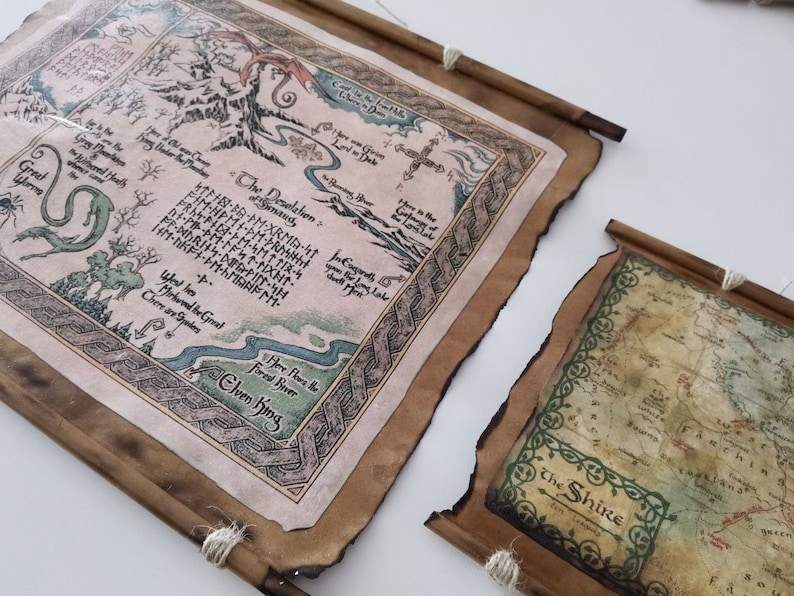 Middle Earth: Thror's Map + the Shire Map Handmade Scrolls - Etsy Canada